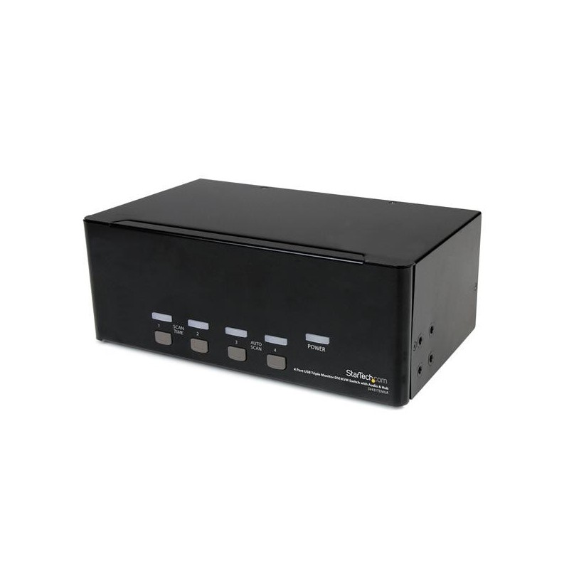 StarTech 4 Port Triple Monitor DVI USB KVM Switch with Audio USB 2.0 Hub
