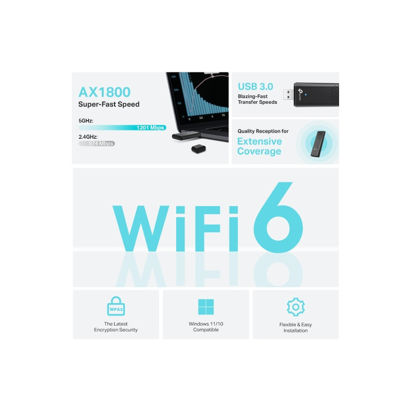 TP-Link AX1800 Dual Band Wi-Fi 6 Wireless USB Adapter | TP-LINK Network ...